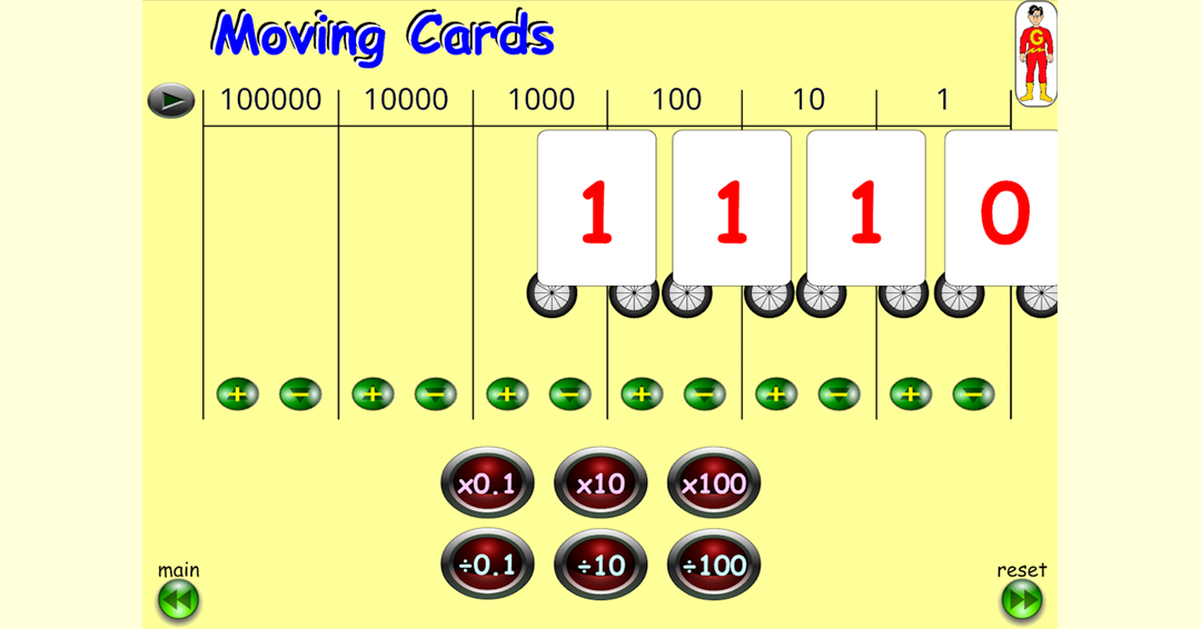 Moving Digit Cards - 7-14 year olds - Topmarks