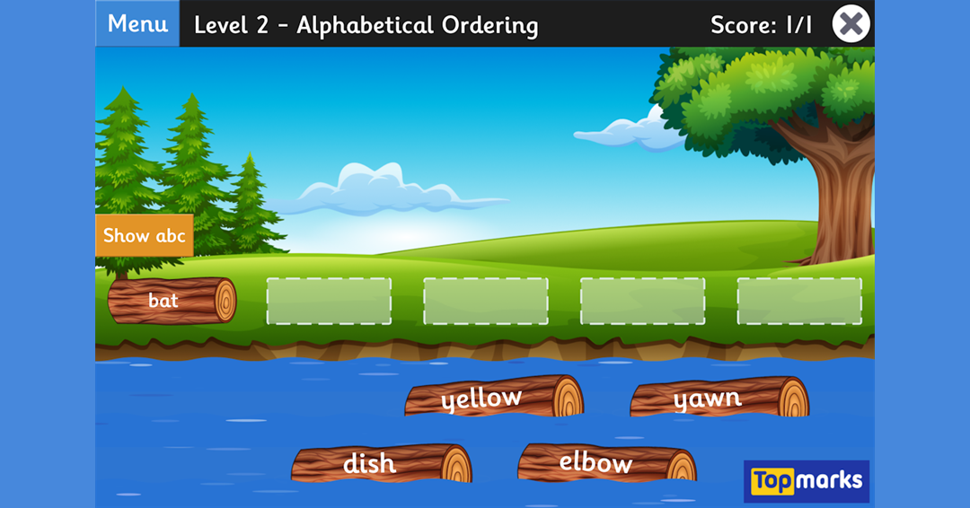 Alphabetical Ordering, English Games for 7-11 Years - Topmarks