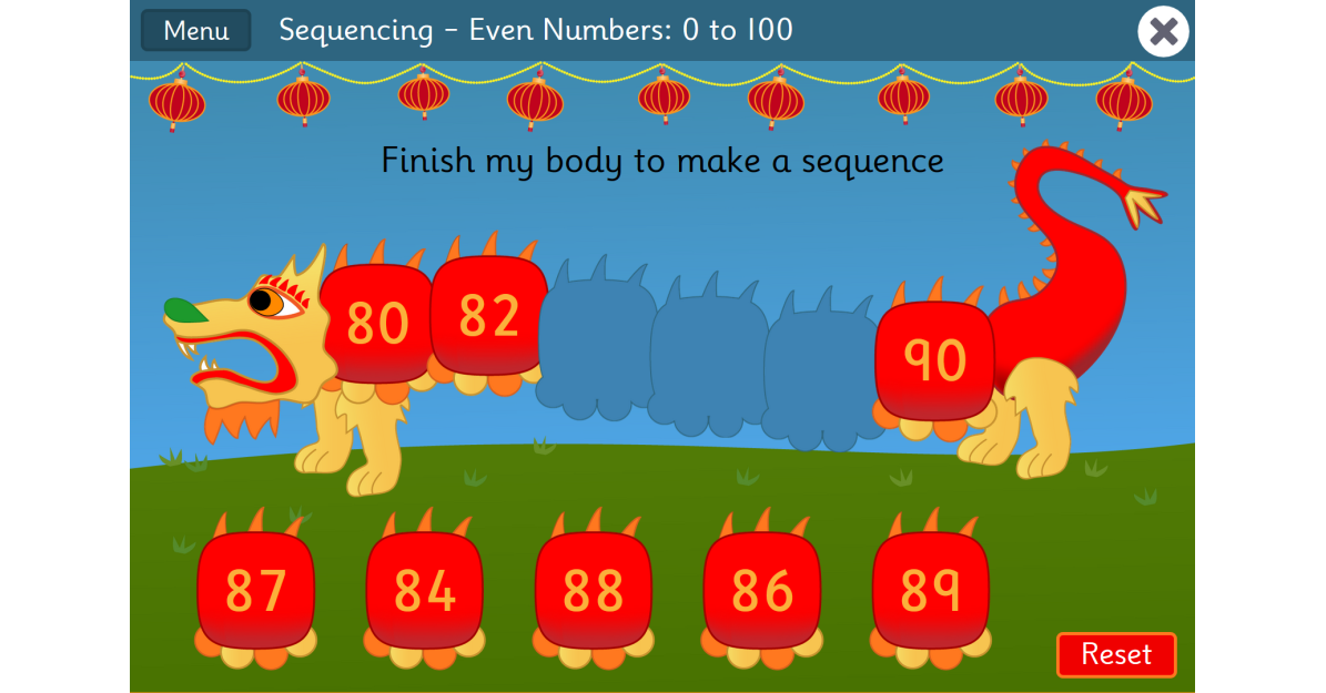 Chinese Dragon Game - Ordering and Sequencing Numbers