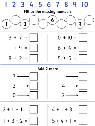 Addition Worksheets for 5-6 year olds - Topmarks