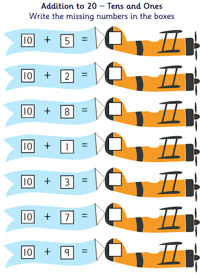 Worksheet: Adding Single-Digit Numbers to 10 - Topmarks