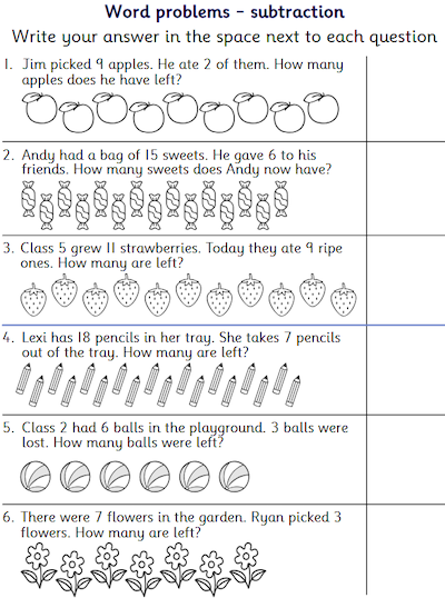 Worksheet: Subtraction Problems within 20 - Topmarks
