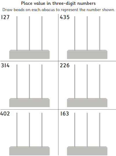 Worksheet: Represent a Three-Digit Number on an Abacus - Topmarks