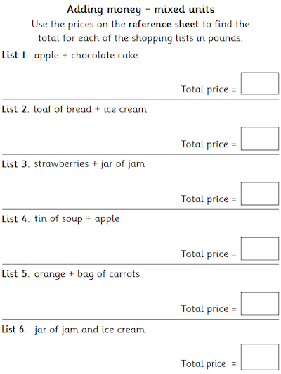 Money Worksheets for 7-8 year olds - Topmarks