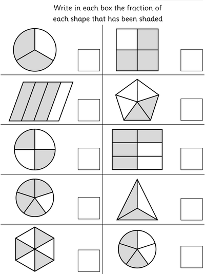 Worksheet: Identify Non-Unit Fractions of Shapes - Topmarks