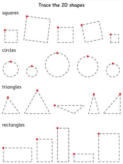 Worksheet: Tracing 2D Shapes - Topmarks