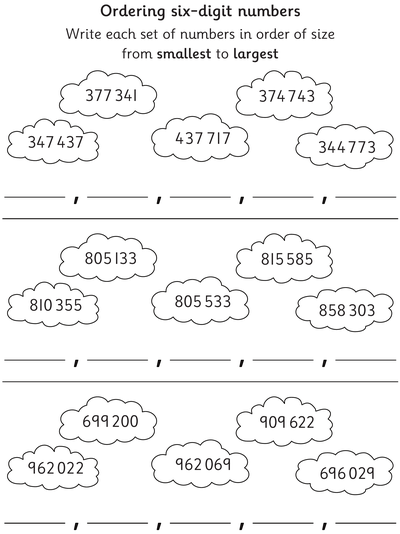 Worksheet: Ordering Six-Digit Numbers - Topmarks