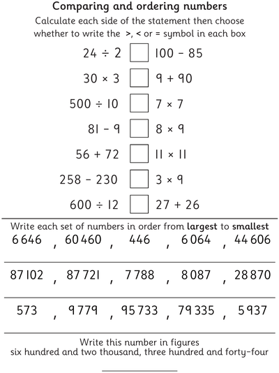 Worksheet: Compare and Order up to Five-Digit Numbers - Topmarks