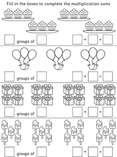 Worksheet: Recognising Groups in Early Multiplication, Party - Topmarks