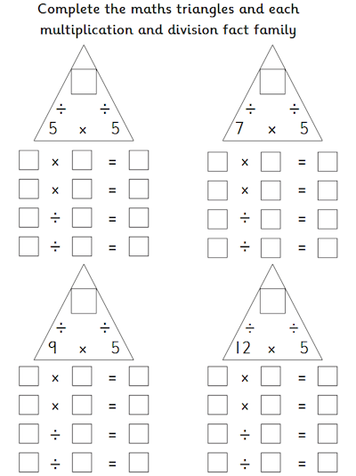 Worksheet: Maths Triangles, 5 Times Table - Topmarks