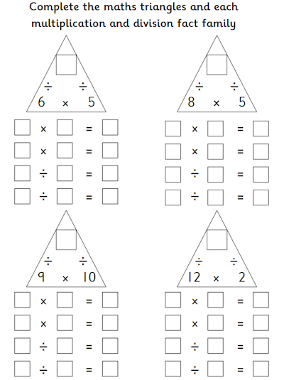 Worksheet: Maths Triangles, 2 , 5, 10 Times Tables - Topmarks