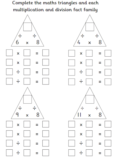 Worksheet: Maths Triangles, 8 Times Table - Topmarks
