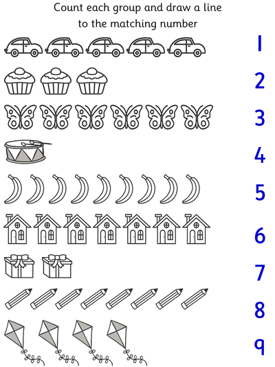 Worksheet: Counting and Matching within 9 - Topmarks