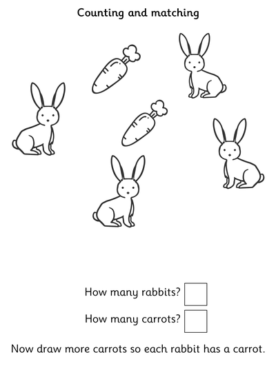 Worksheet: Counting Rabbits - One-to-One Correspondence - Topmarks