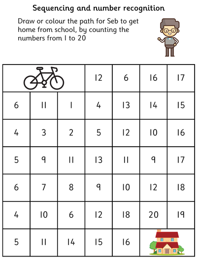 Worksheet: Sequencing Numbers from 1 to 20 - Topmarks