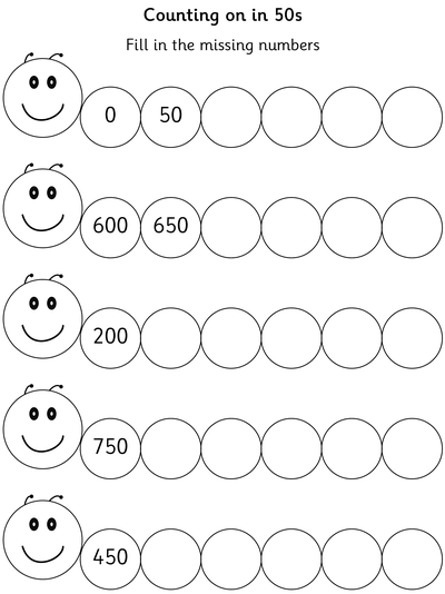 Worksheet: Counting On in 50s - Topmarks