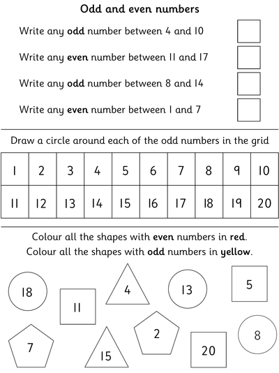 Worksheet: Odd or Even Numbers - Topmarks