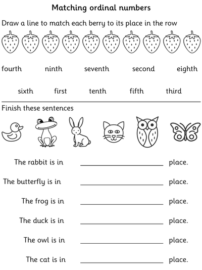 Worksheet: Matching and Writing Ordinal Numbers - Topmarks