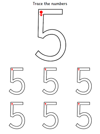 Worksheet: Number Formation, Five - Topmarks