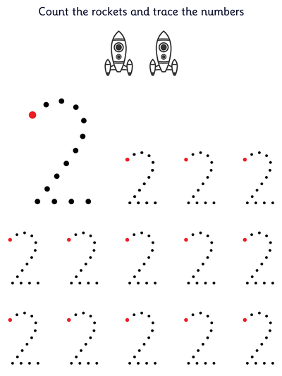 Worksheet: Count and Trace, Two - Topmarks