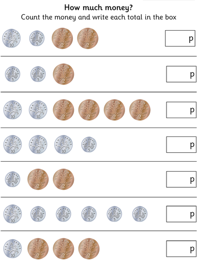 Money Worksheets for 6-7 year olds - Topmarks