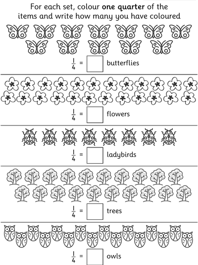 Worksheet: Find a Quarter of Quantities up to 24 - Topmarks