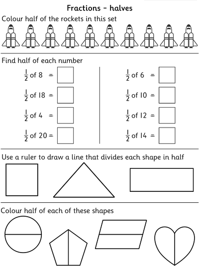 Worksheet: Finding Halves of Quantites and Shapes - Topmarks