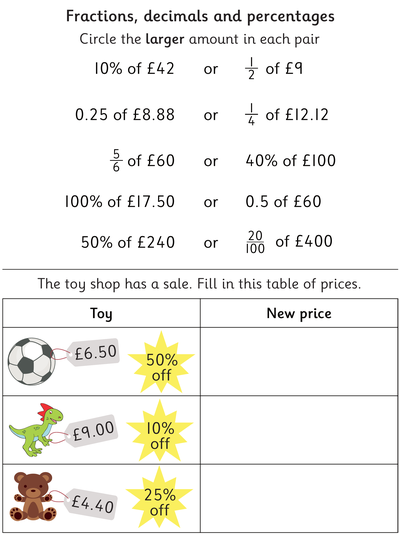 Money Worksheets for 10-11 year olds - Topmarks