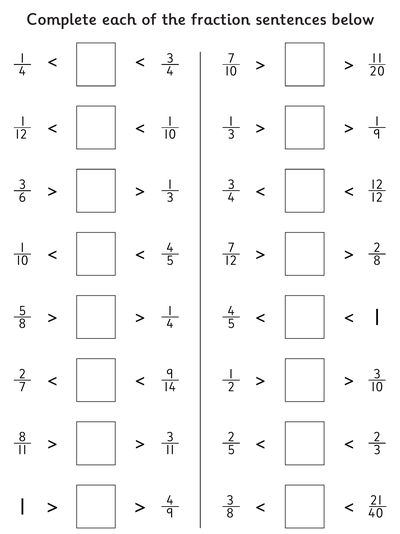 Worksheet: Complete the Fraction Sentences - Topmarks