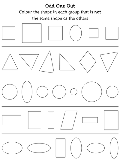 Worksheet: Find the Odd One Out, 2D Shapes - Topmarks