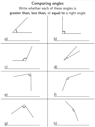 Worksheet: Comparing Angles - Topmarks