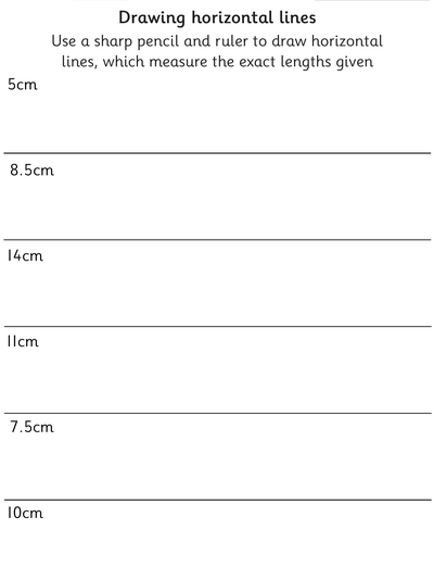 Worksheet: Drawing Horizontal Lines - Topmarks