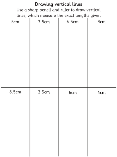 Worksheet: Drawing Vertical Lines - Topmarks