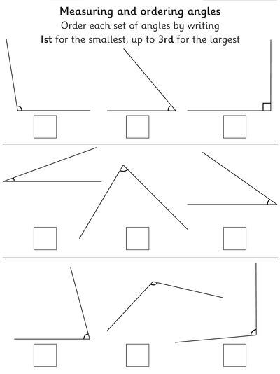 Worksheet: Measuring and Ordering Angles by Size - Topmarks