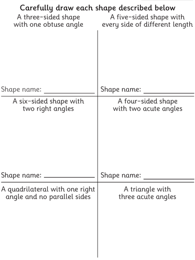 Worksheet: Draw and Name 2D Shapes - Topmarks