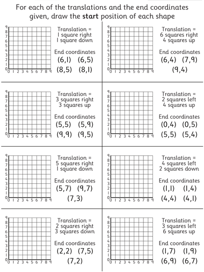 Worksheet: Find Start Positions of Translated Shapes - Topmarks