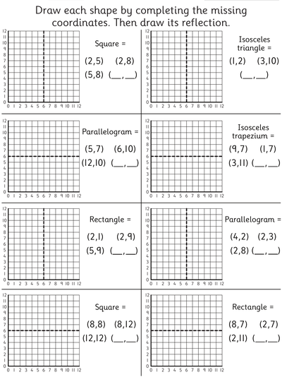 Worksheet: Draw and Reflect Shapes Across a Mirror Line - Topmarks