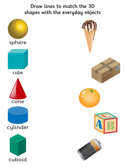 Worksheet: Recognise Common 3D Shapes - Topmarks
