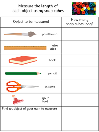 Worksheet: Measuring Lengths with Non-Standard Units, Practical - Topmarks