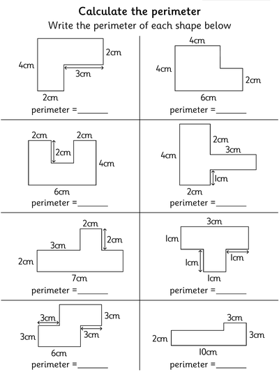 Worksheet: Find the Perimeter of Composite Rectilinear Shapes ...