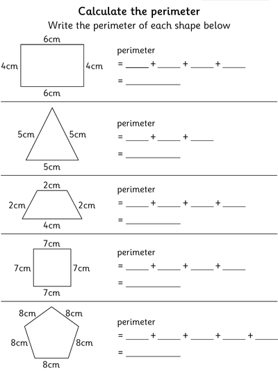 Worksheet: Find the Perimeter of Regular 2D Shapes - Topmarks