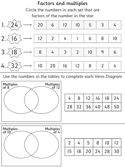 Worksheet: Factors and Multiples - Topmarks